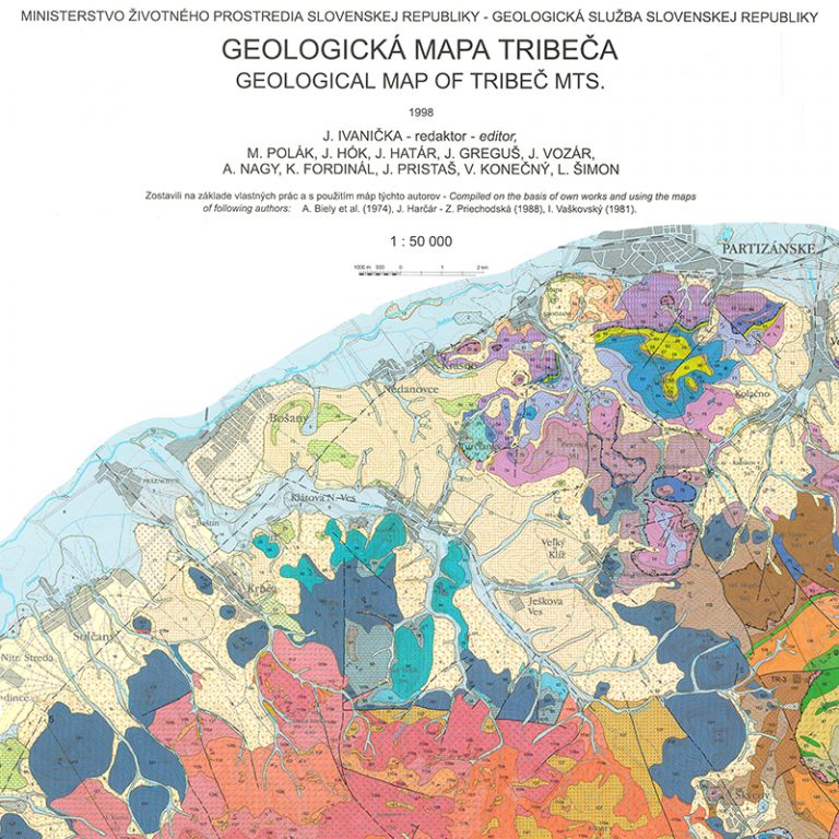 Geologická mapa Tribeča (rovná) – Štátny geologický ústav Dionýza Štúra